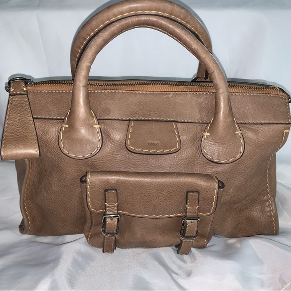 Chloe | Bags | Chlo Light Brown Oversized Edith Pebble Grain Leather Satchel Handbag | Poshmark